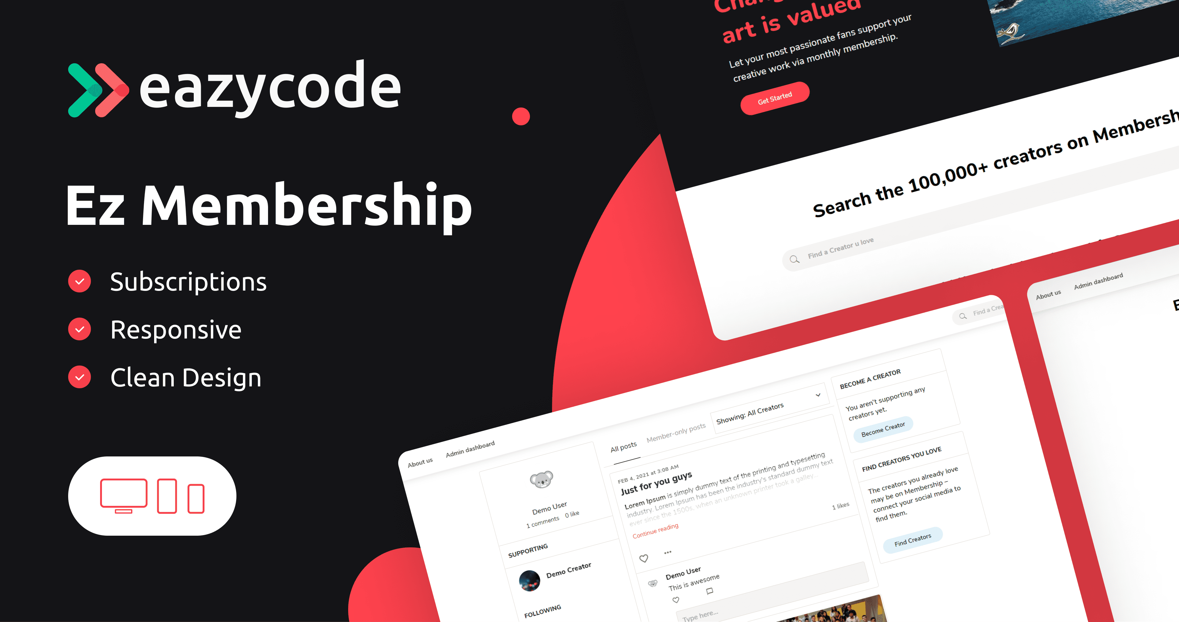 Ez Membership like Patreon template - NoCode Bubble.io Template by EazyCode - NoCode Agency